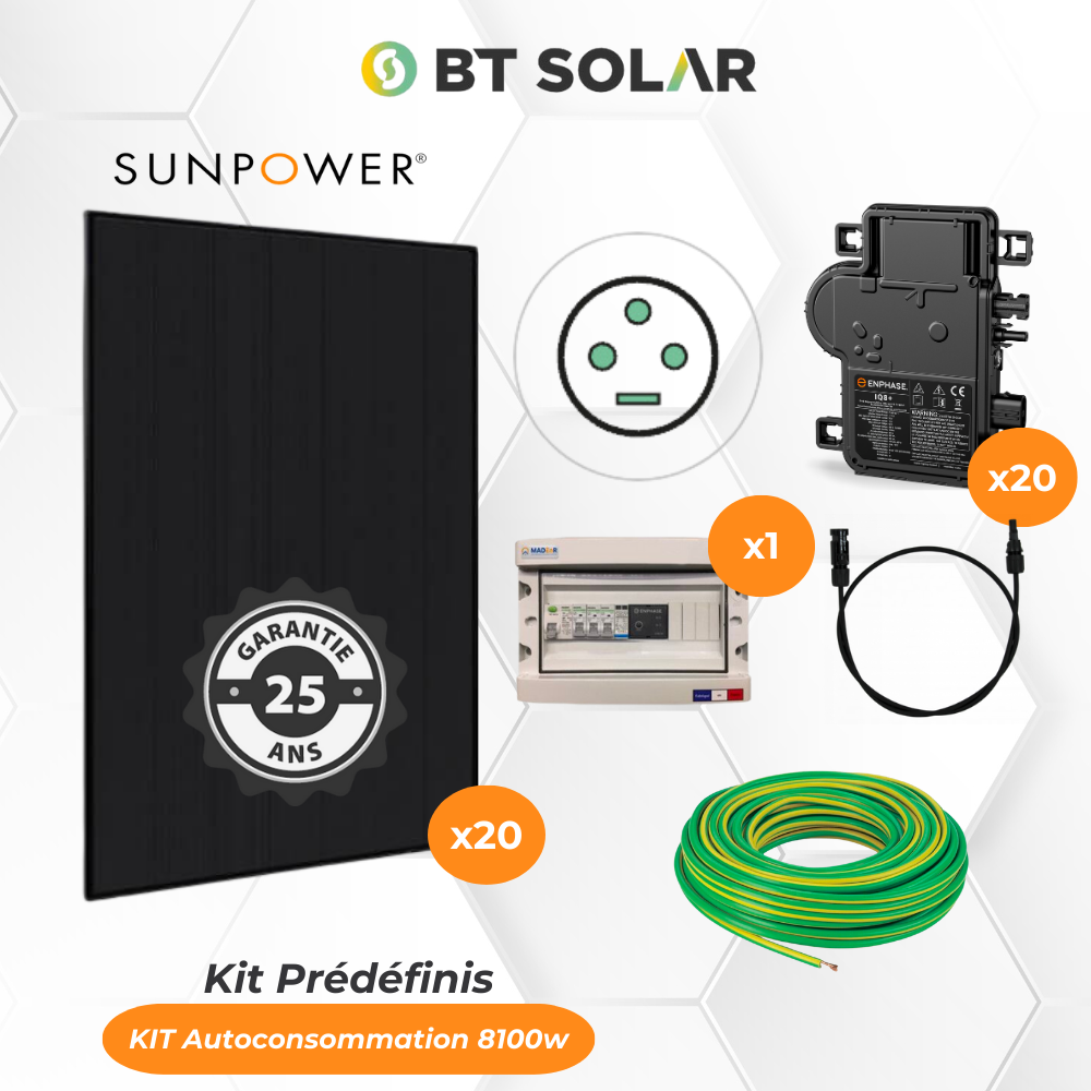 Kit Autoconsommation SUNPOWER - ENPHASE 20 panneaux Triphasé - BT Solar