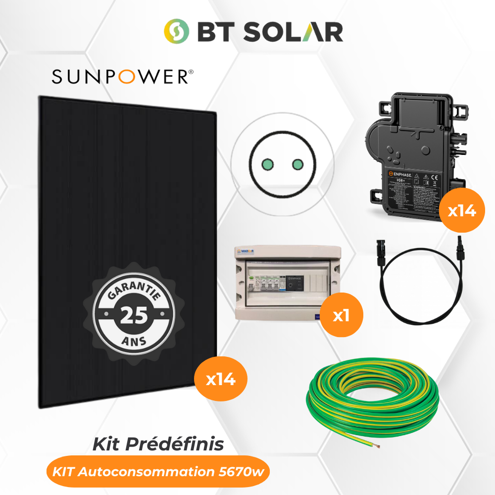 Kit Autoconsommation SUNPOWER - ENPHASE 14 panneaux - BT Solar