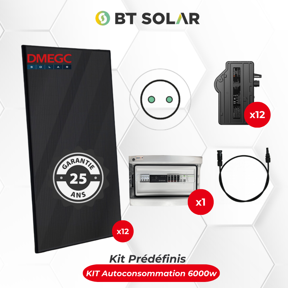 Kit 6 kWc Autoconsommation DMEGC -ENPHASE IQ8 P - 12 panneaux - BT Solar
